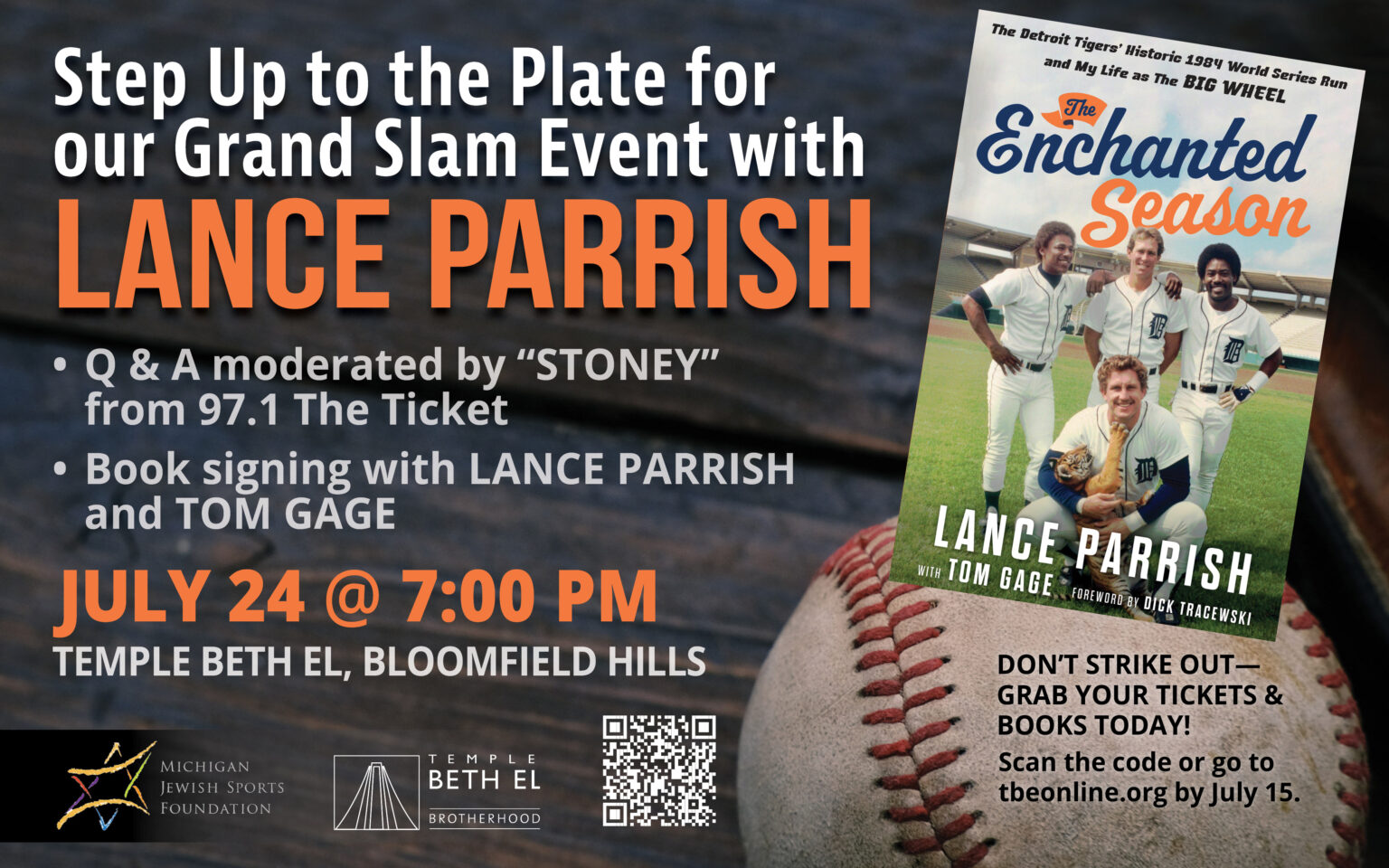 An Evening with Lance Parrish | Temple Beth El - Reform Temple in ...